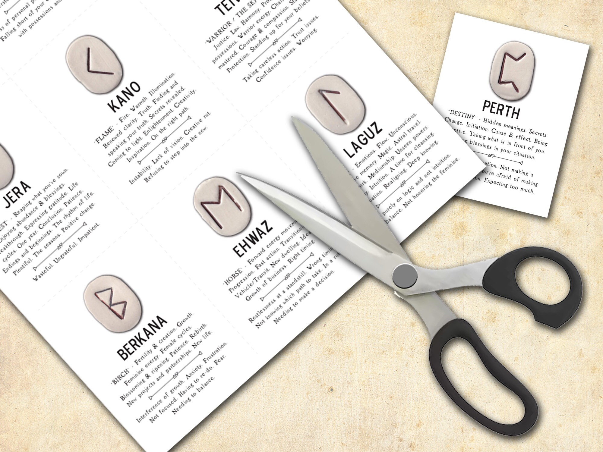 Viking Runes Downloadable Pages to Cut Into Cards Runes Digital Bundle ...