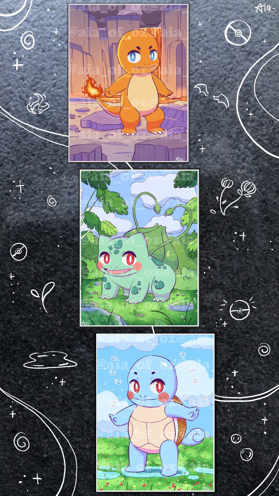 Illustration Pokémon Starter Pack 1st Generation - Etsy