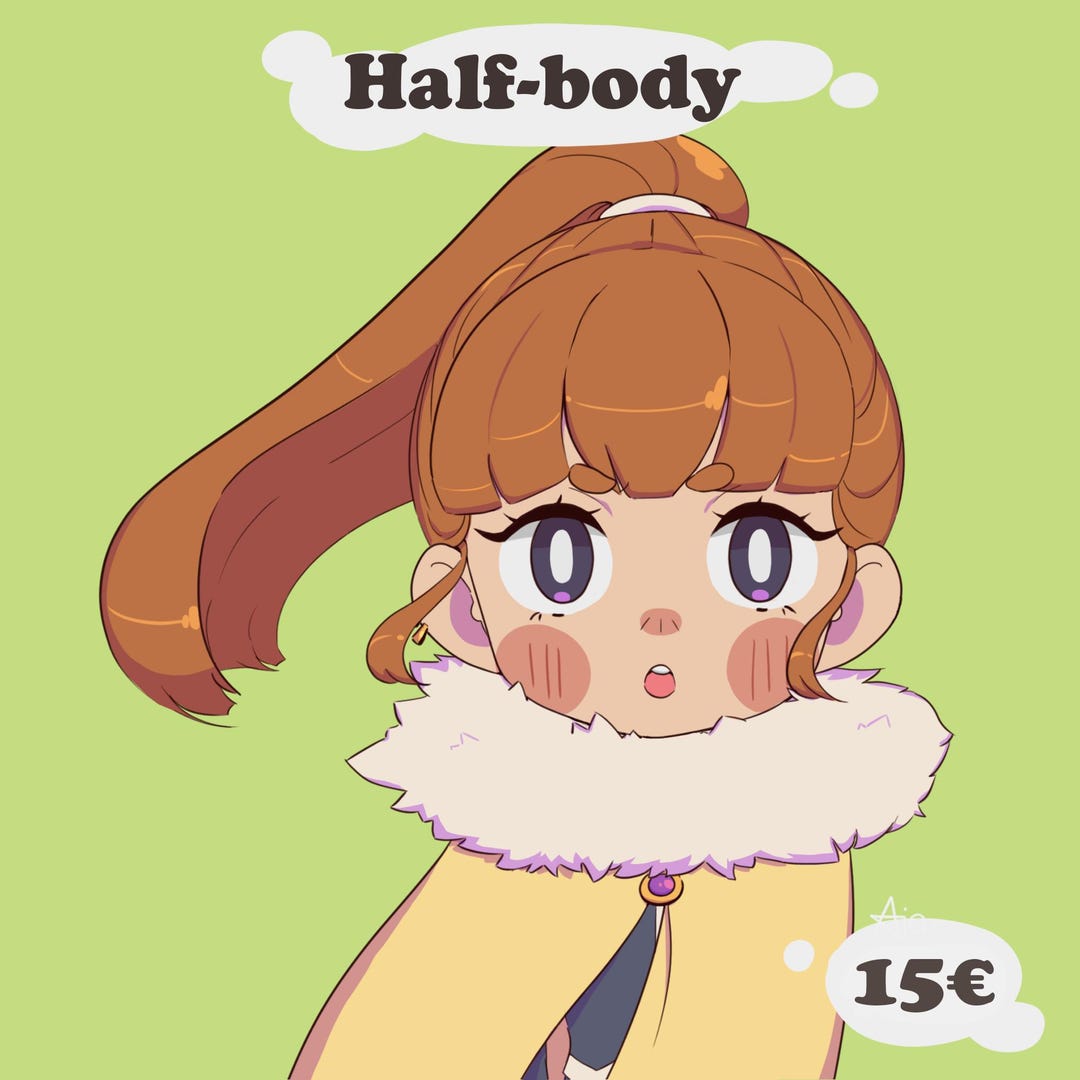 Commissions: Cute Chibi Character full Color half-body - Etsy