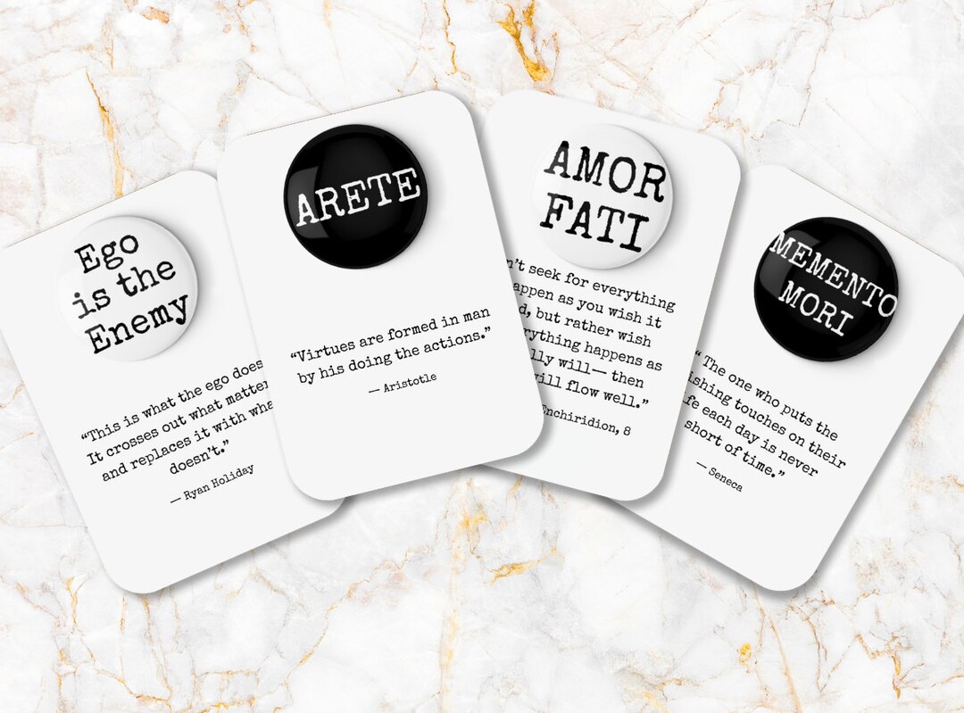4 X Stoicism Badges Set Little 25mm Pin Badges With Stoic Reminders ...