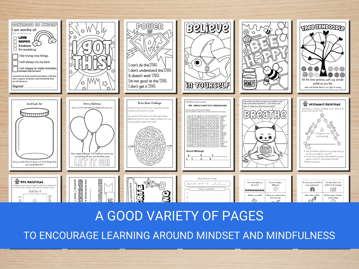Growth Mindset and Mindfulness Colouring Sheets and Activity - Etsy