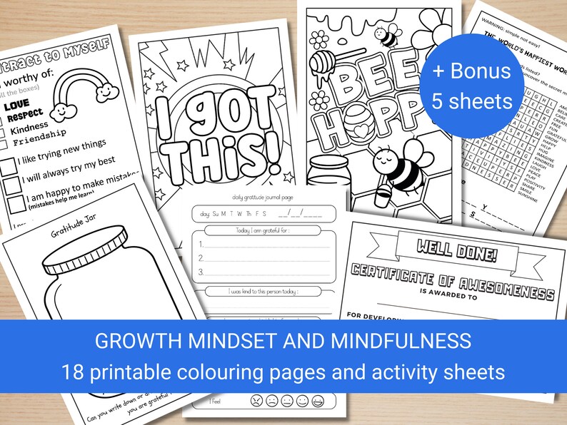 Growth Mindset and Mindfulness Colouring Sheets and Activity - Etsy
