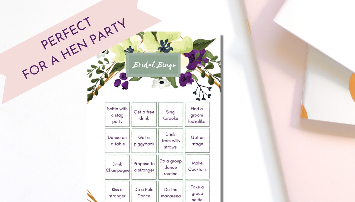Bridal Bingo Printable Hen Party Game Bridal Shower Games Instant ...