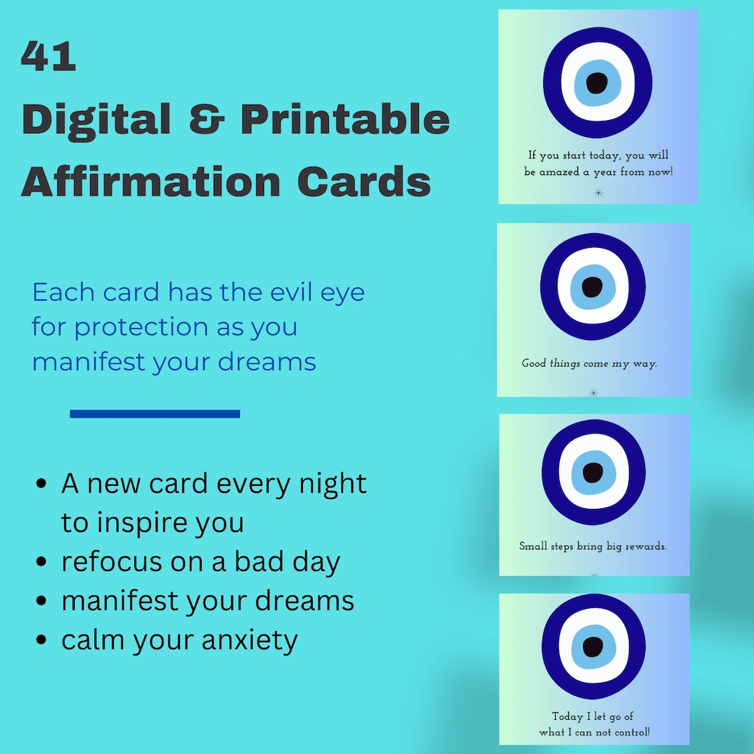 41 Protection Affirmation Cards (printable and Digital) Each Card Evil ...