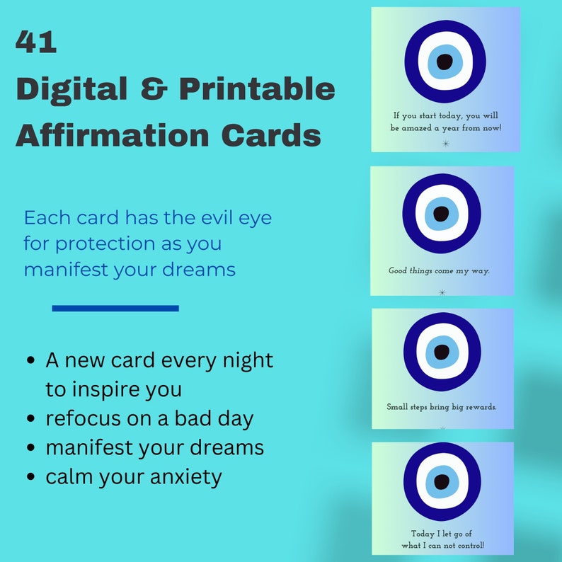 41 Evil Eye Affirmation Cards (printable and Digital) - Etsy