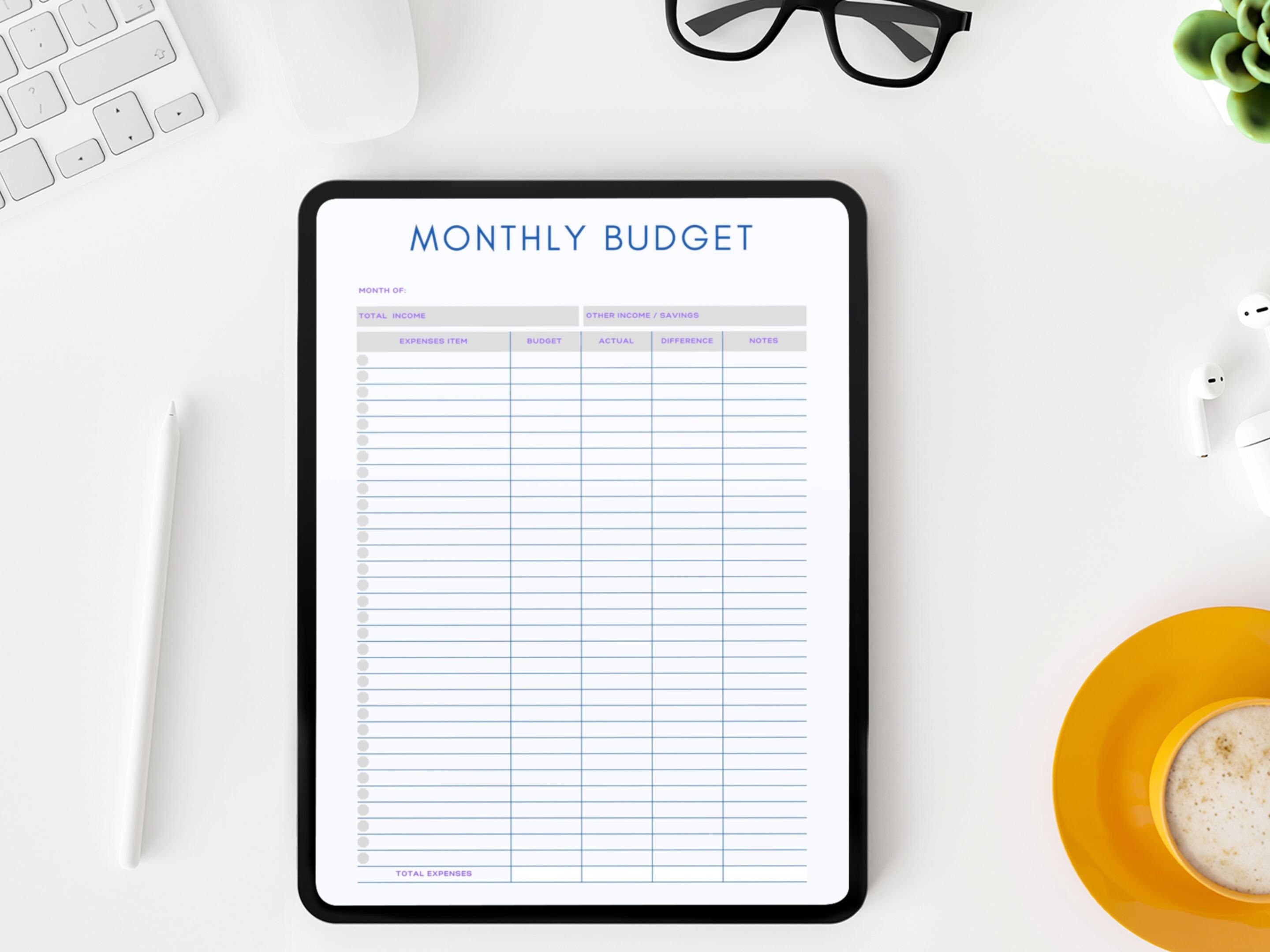 Digital & Printable Budget Planner, Monthly, Printable, PDF, Budget by ...