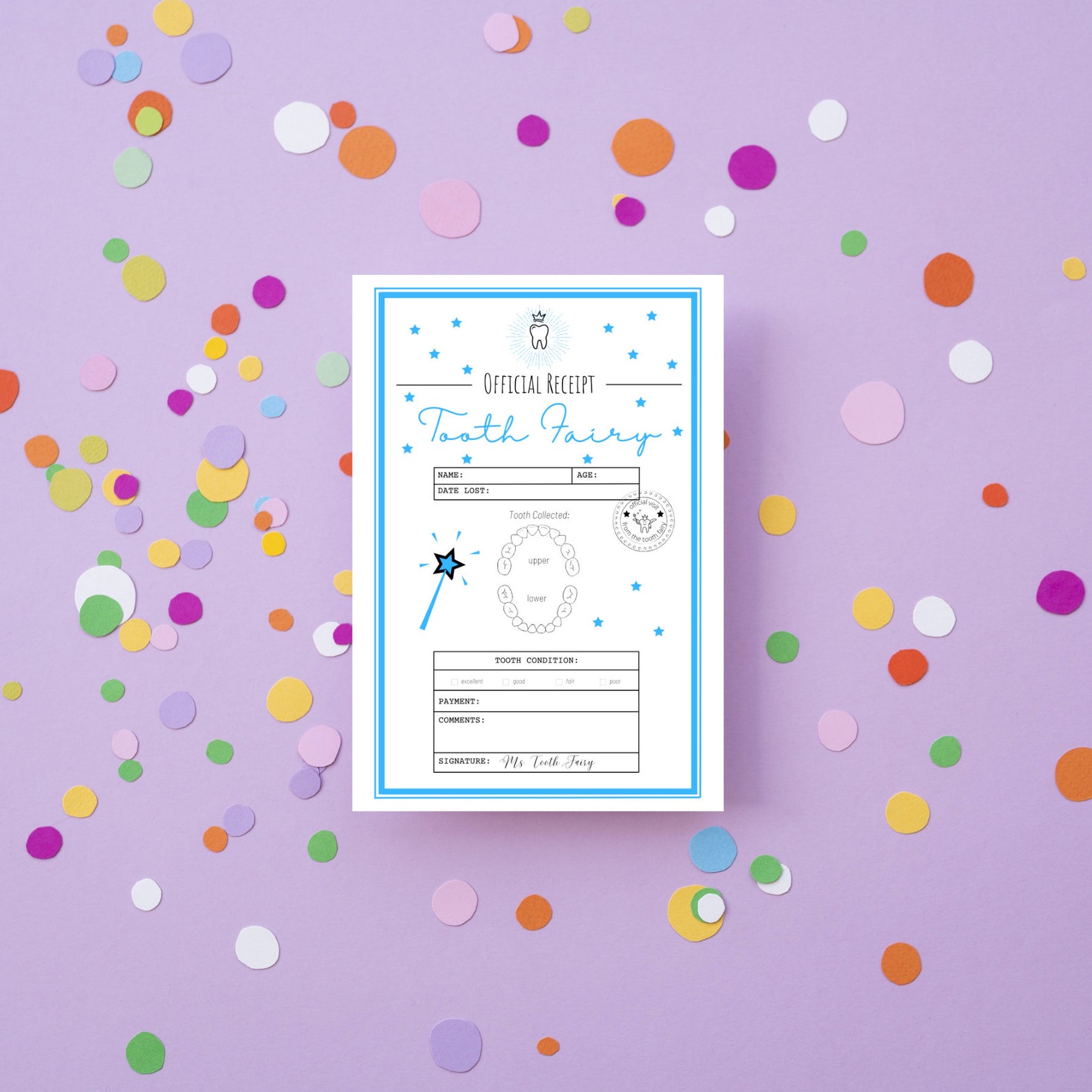Tooth Fairy Receipt, Tooth Fairy Certificate, Lost Tooth Certificate ...