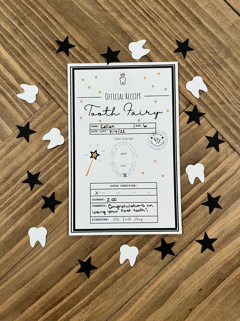 Tooth Fairy Kit 20 Tooth Fairy Receipts With Confetti Lost - Etsy