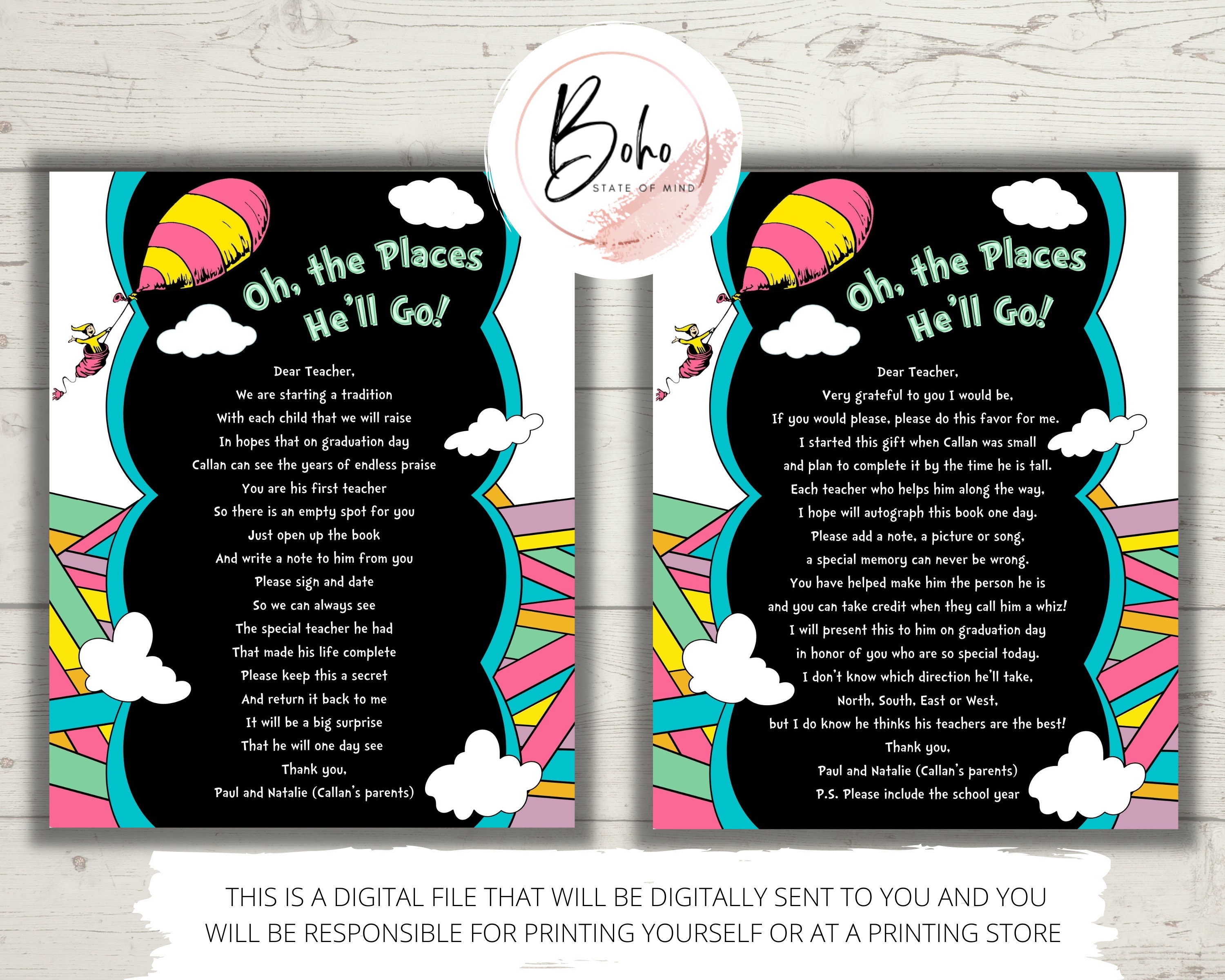 Dr. Seuss Graduation Gift Oh the Places You'll Go - Etsy