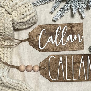 Personalized Wooden Stocking Tag, Stocking Name Tag, Farmhouse Name Tag ...