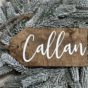 Personalized Wooden Stocking Tag, Stocking Name Tag, Farmhouse Name Tag ...