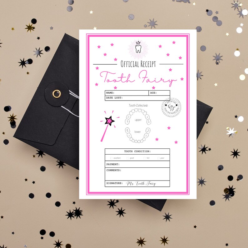 Tooth Fairy Receipt, Tooth Fairy Certificate, Lost Tooth Certificate ...