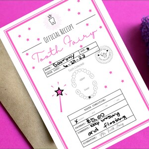Tooth Fairy Receipt, Tooth Fairy Certificate, Lost Tooth Certificate ...