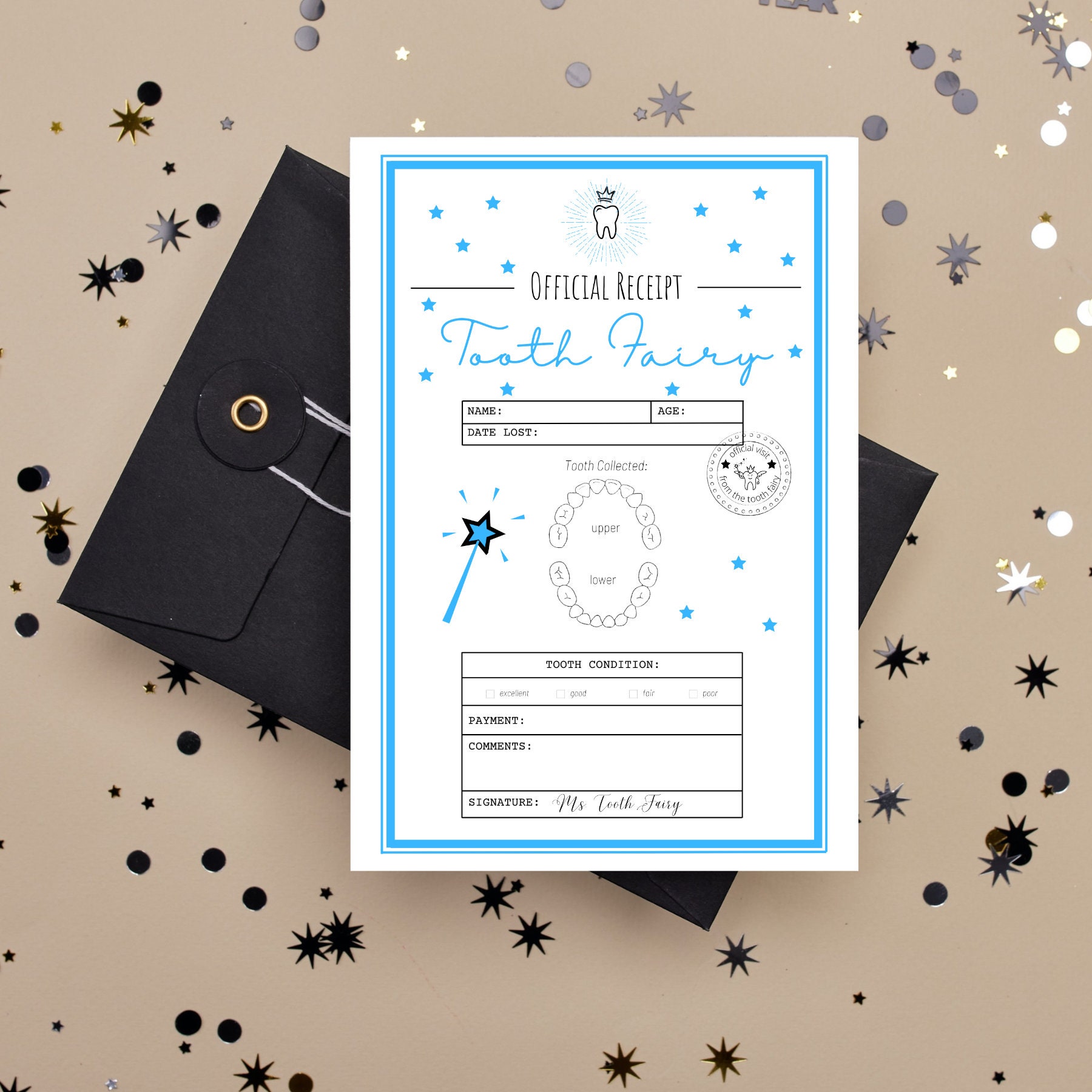 Tooth Fairy Receipt, Tooth Fairy Certificate, Lost Tooth Certificate ...