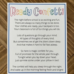 Ready Confetti, Night Before School, First Day of School, Kindergarten ...