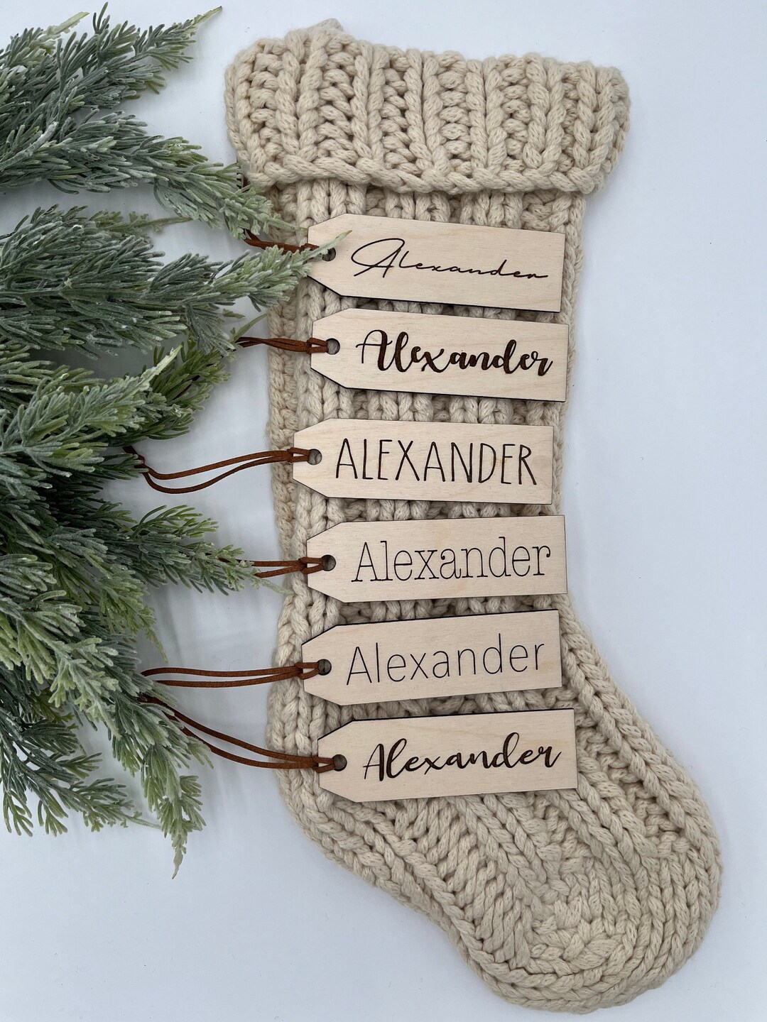 Personalized Wooden Stocking Tag, Wood Stocking Tag, Christmas Stocking ...
