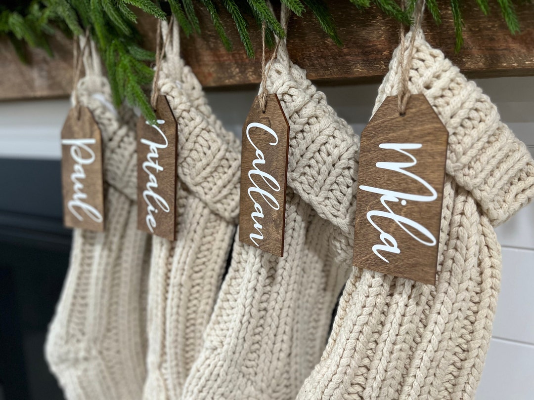 Personalized Wooden Stocking Tag, Stocking Name Tag, Farmhouse Name Tag ...