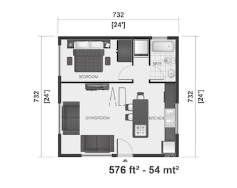 24x24 House Plan - Etsy