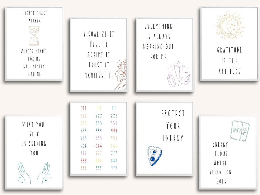Manifestation Wall Art Bundle | Minimalist Wall Decor | Set of 8 ...