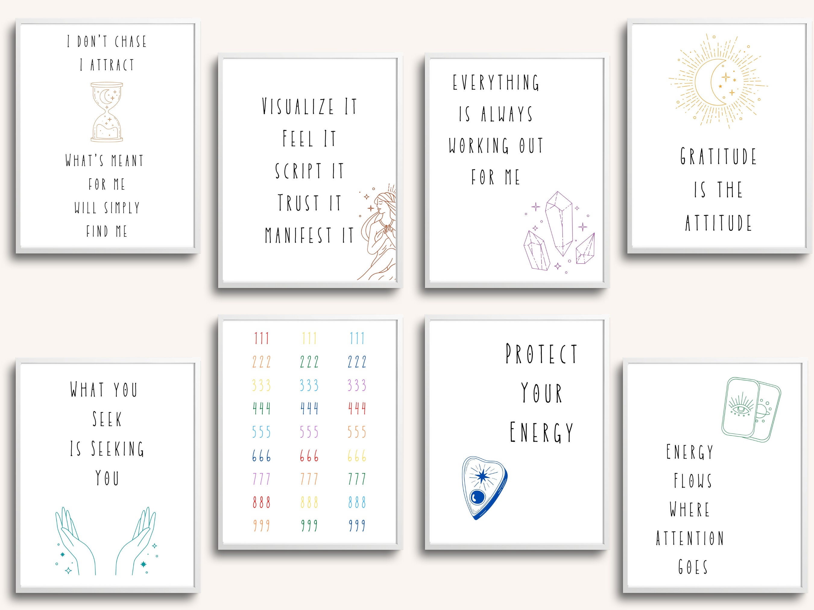 Manifestation Wall Art Bundle | Minimalist Wall Decor | Set of 8 ...