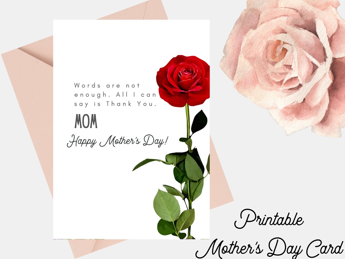 Mother's Day Card Printable Blank Card Emotional - Etsy