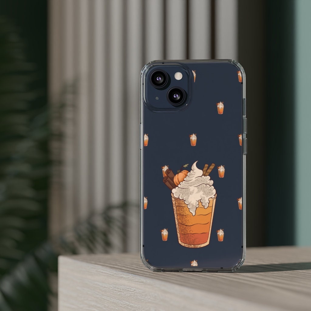Cute Fall PSL Clear iPhone Case, Fall Coffee Themed Phone Case, Fall ...