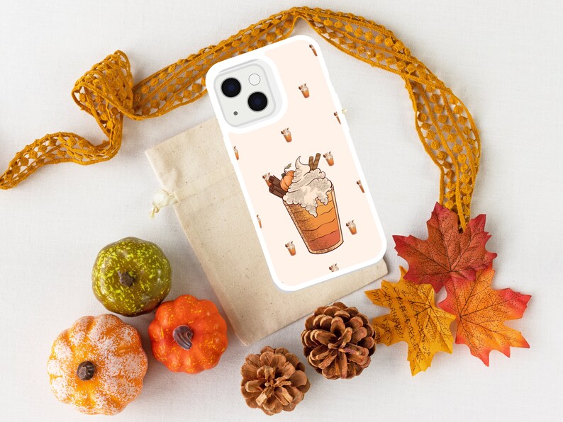 Cute Fall PSL Clear iPhone Case, Fall Coffee Themed Phone Case, Fall ...