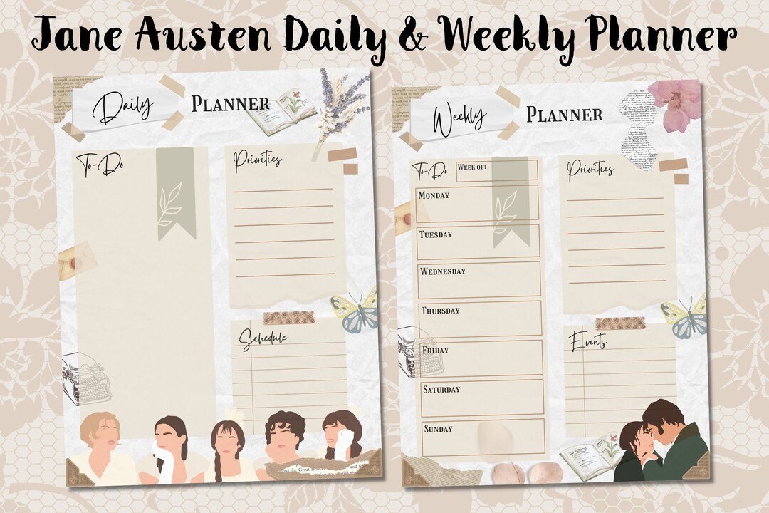 Jane Austen Planner Bundle Goal Planner Cottagecore - Etsy