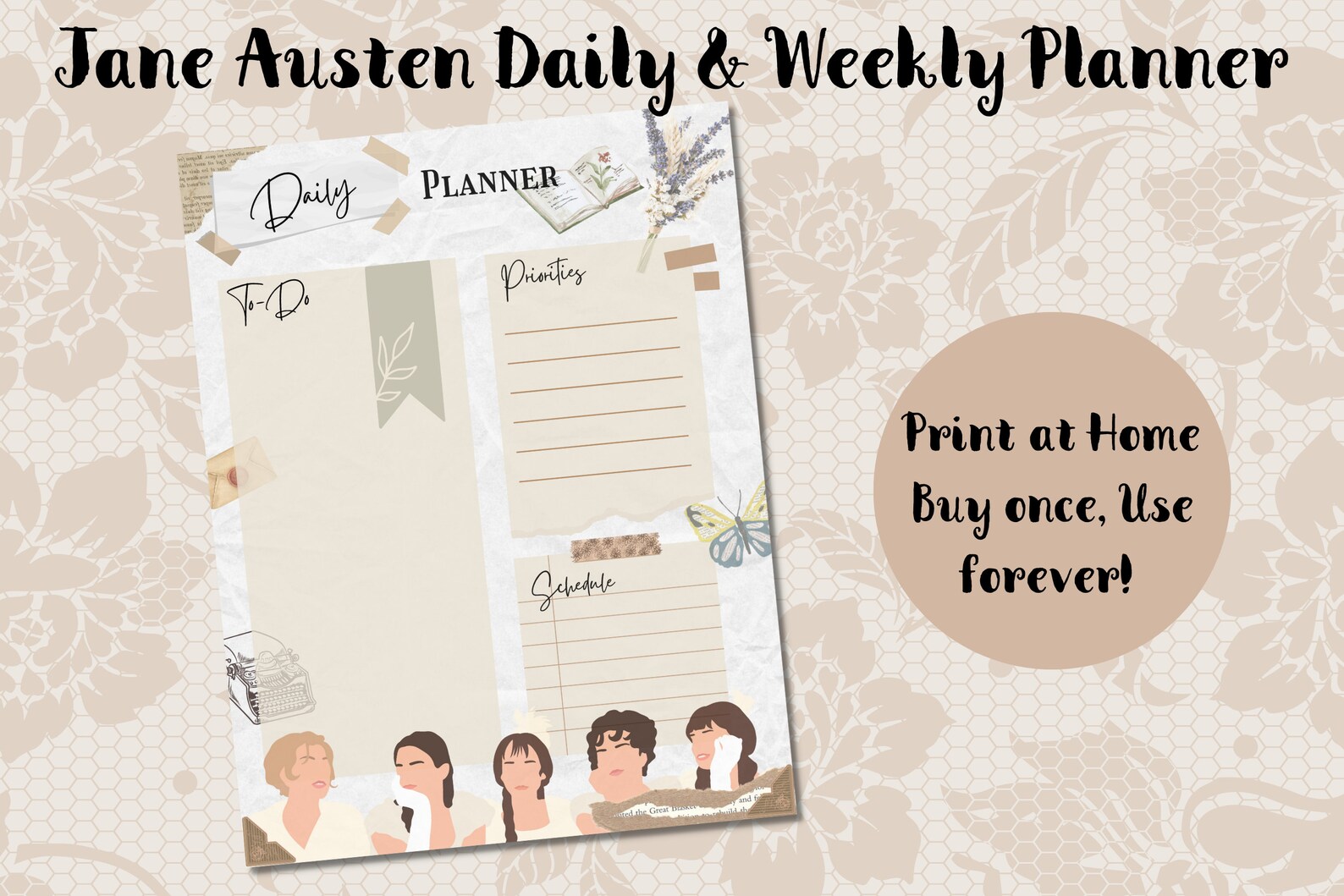 Jane Austen Planner Bundle Goal Planner Cottagecore - Etsy