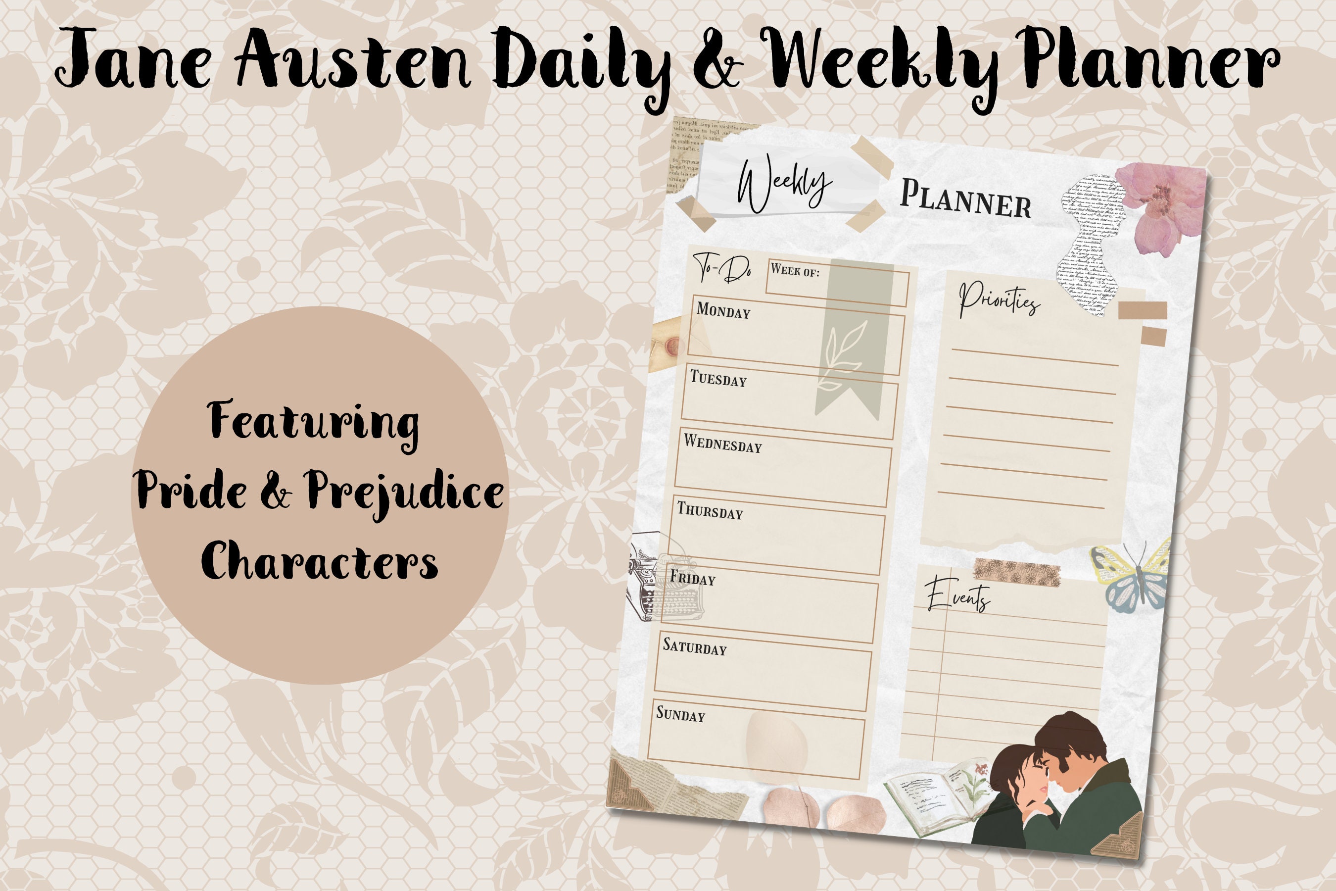Jane Austen Planner Bundle Goal Planner Cottagecore - Etsy