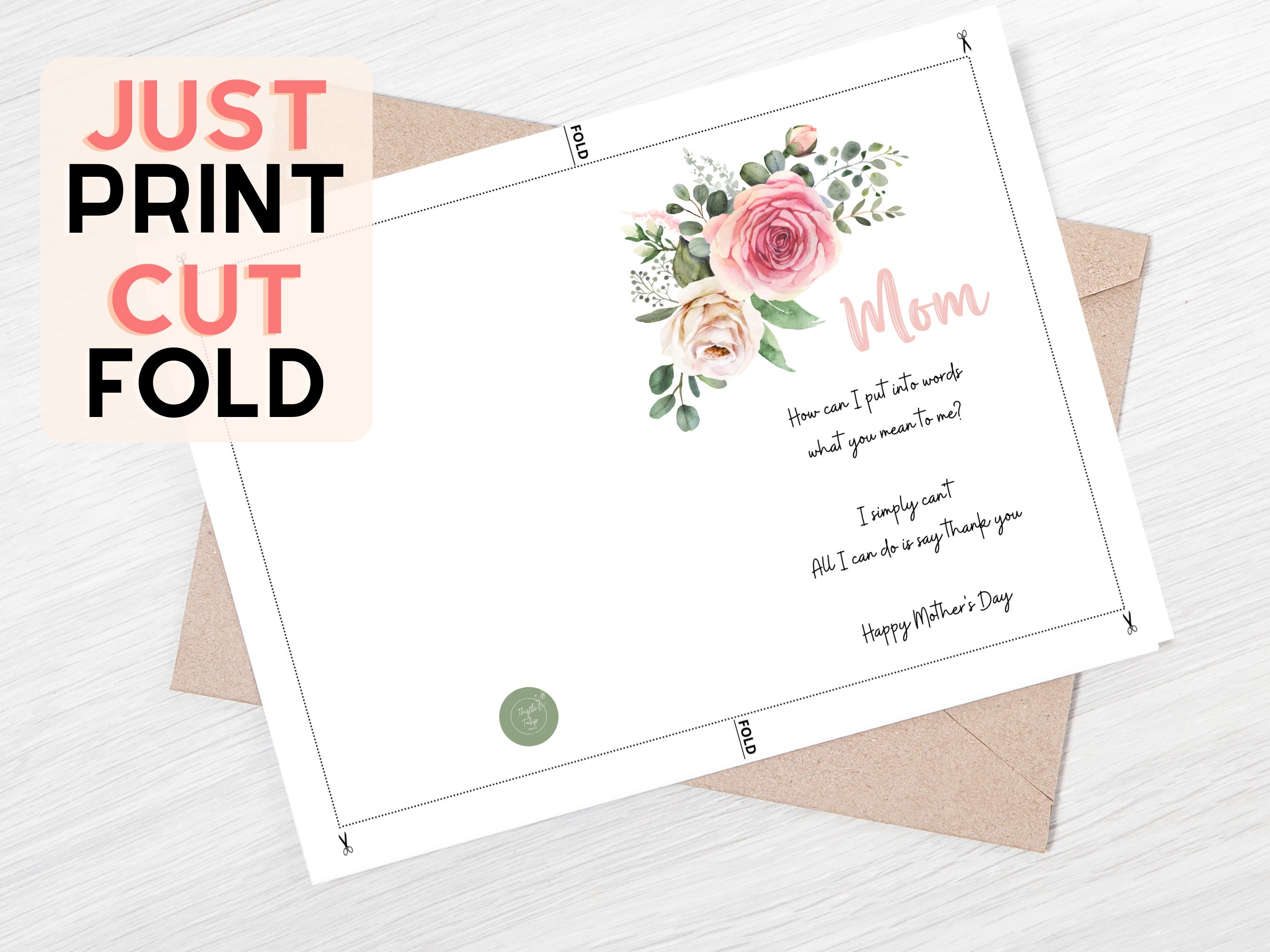 Lovely Mother's Day Card Printable Blank Card Print at Home 5x7 or 4x6 ...