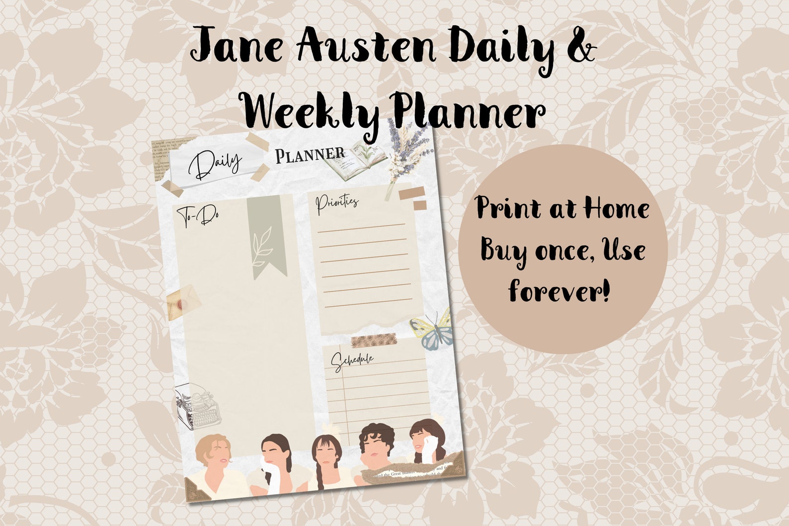 Jane Austen Planner Bundle | Goal Planner | Cottagecore Digital Planner ...