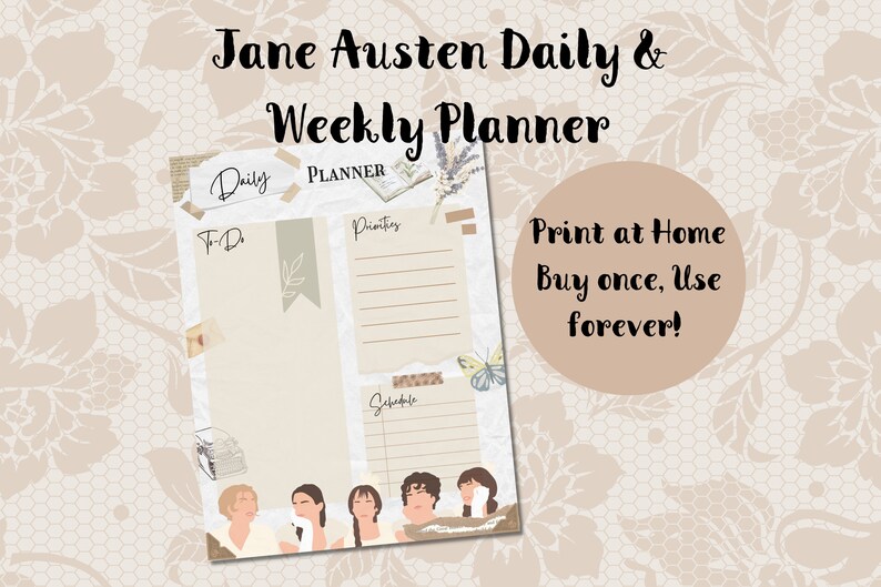 Jane Austen Planner Bundle | Goal Planner | Cottagecore Digital Planner ...