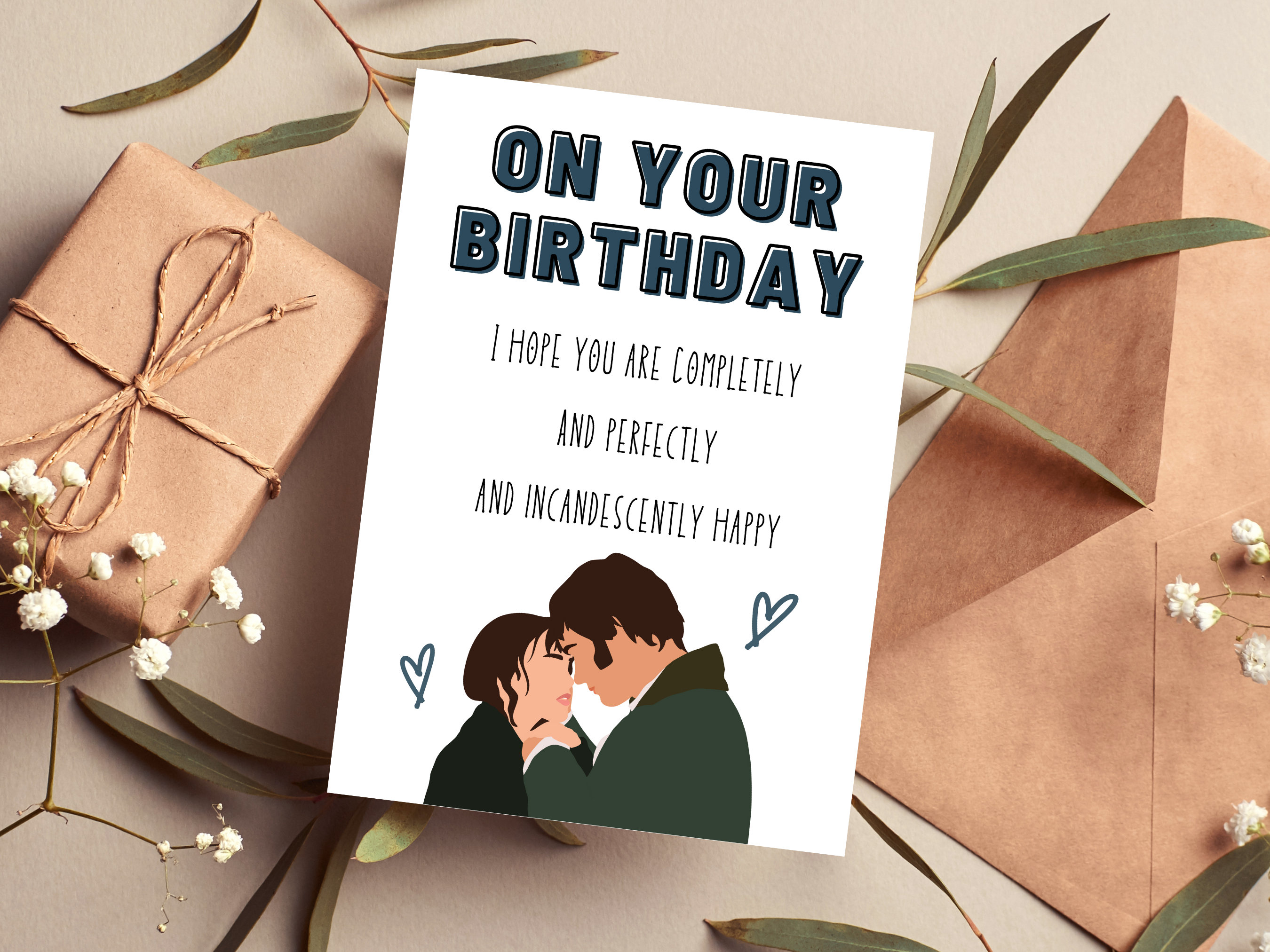 Mr. Darcy and Lizzie Bennet Birthday Card | Jane Austen Greeting Card ...