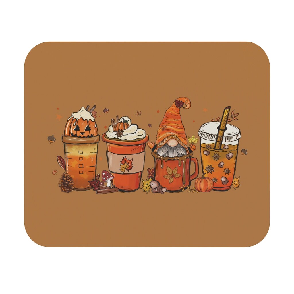 Fall Coffee Mouse Pad, Fall Aesthetic Office Decor, Pumpkin Mouse Pad ...