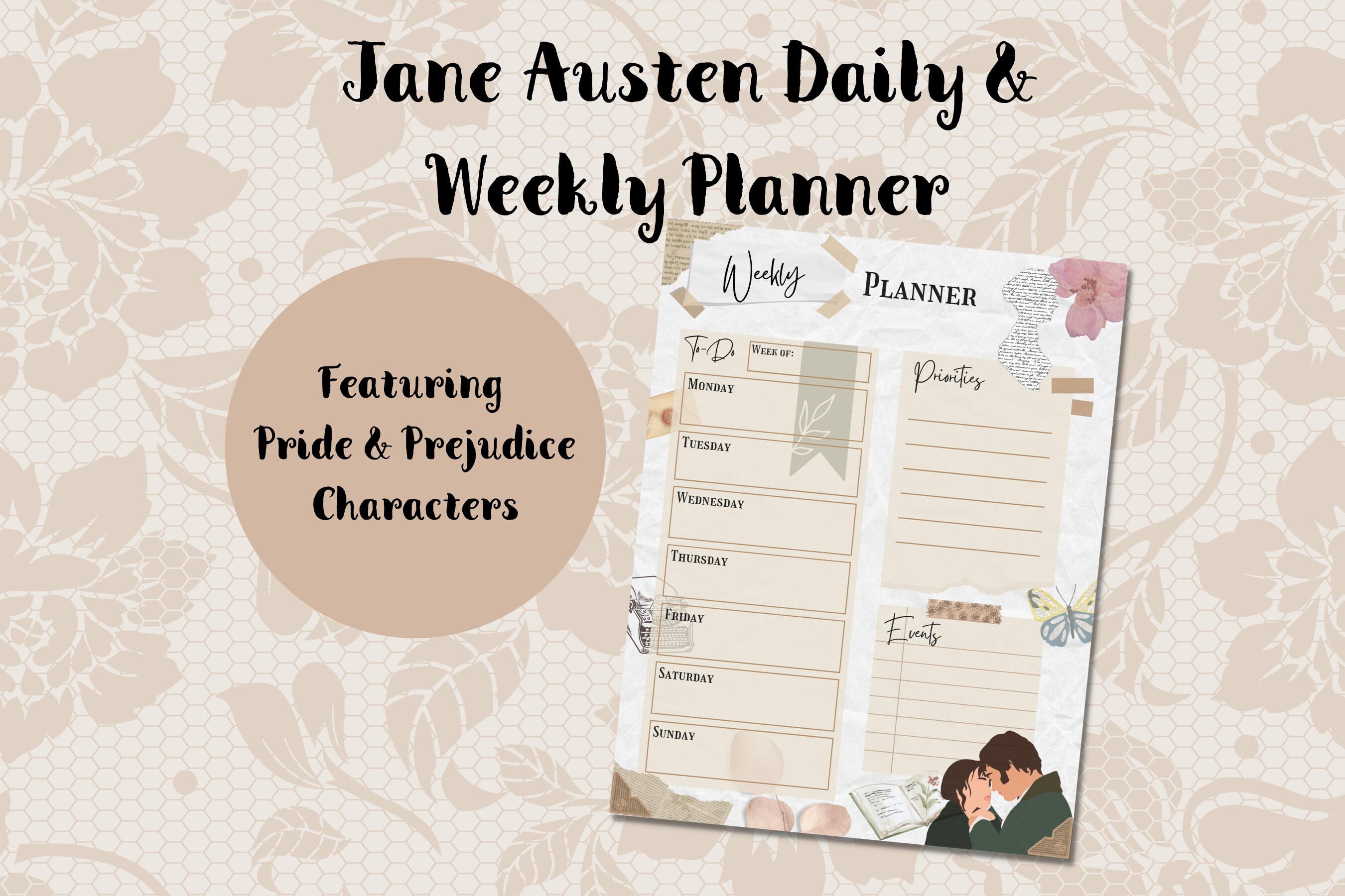 Jane Austen Planner Bundle | Goal Planner | Cottagecore Digital Planner ...