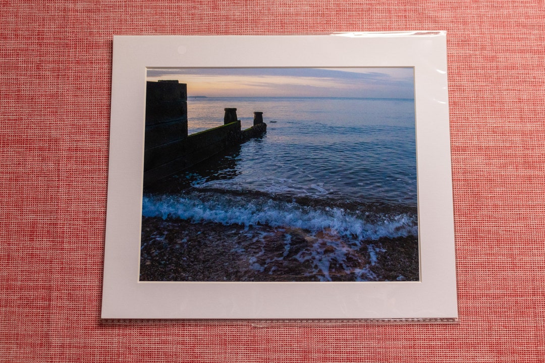Waves at Whitstable Beach, Sunset, Dusk, Seaside, Art Print, Handmade ...