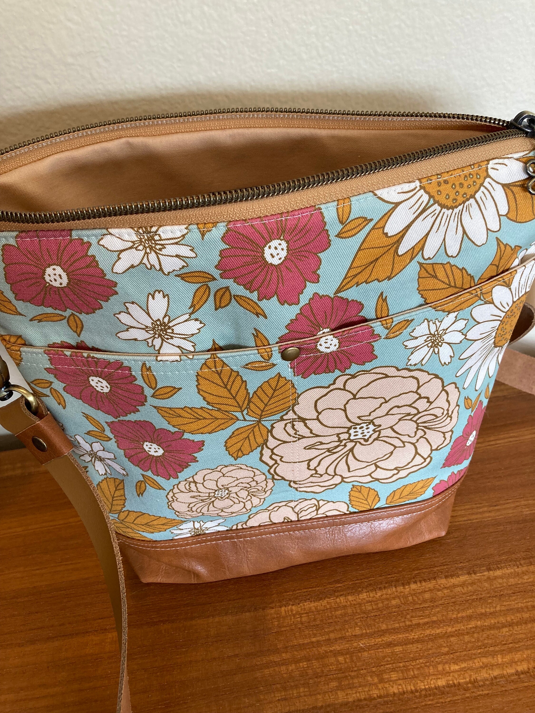 Waxed Canvas Crossbody Bag, Floral Crossbody Bag - Etsy
