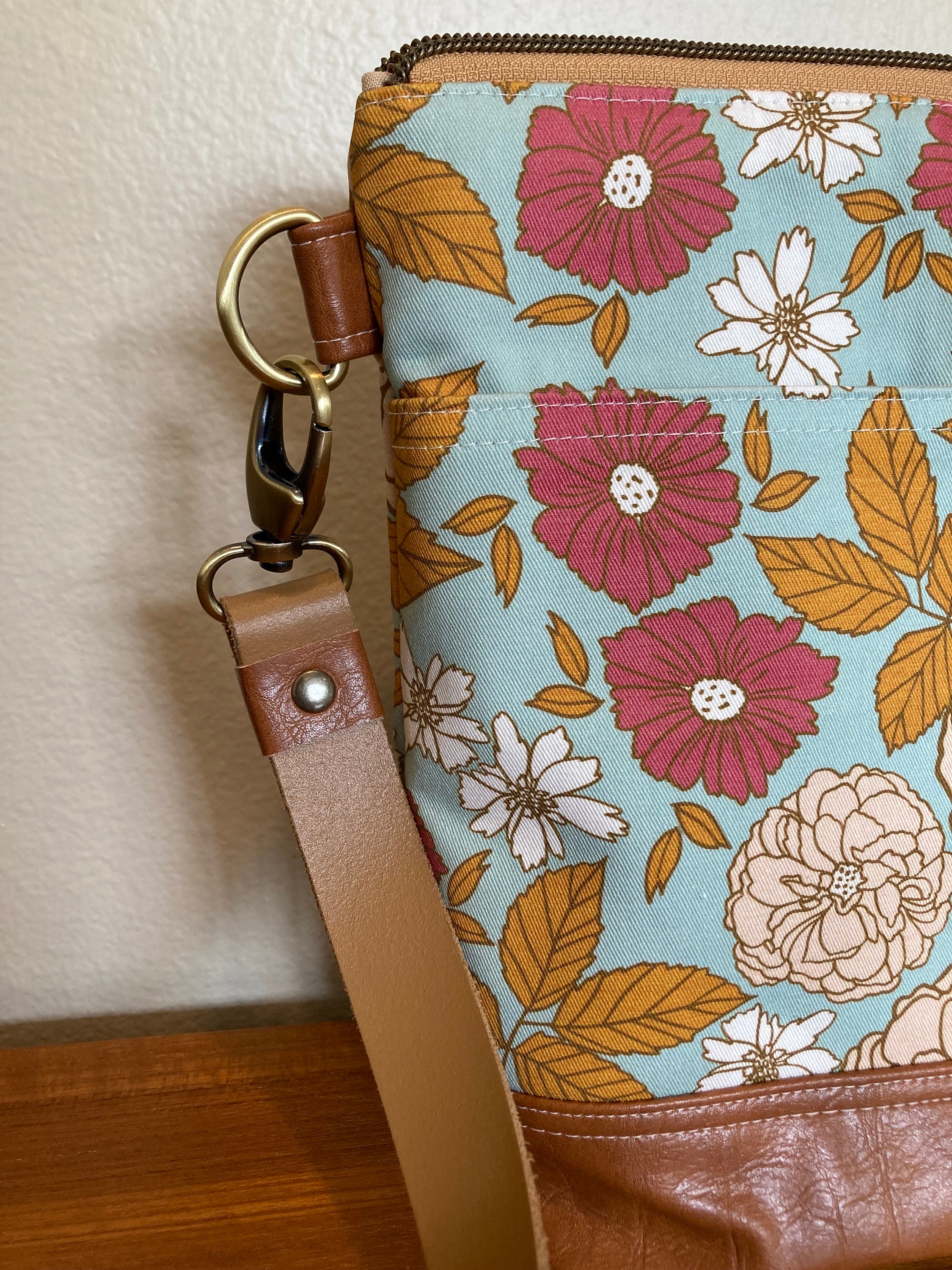 Waxed Canvas Crossbody Bag, Floral Crossbody Bag - Etsy