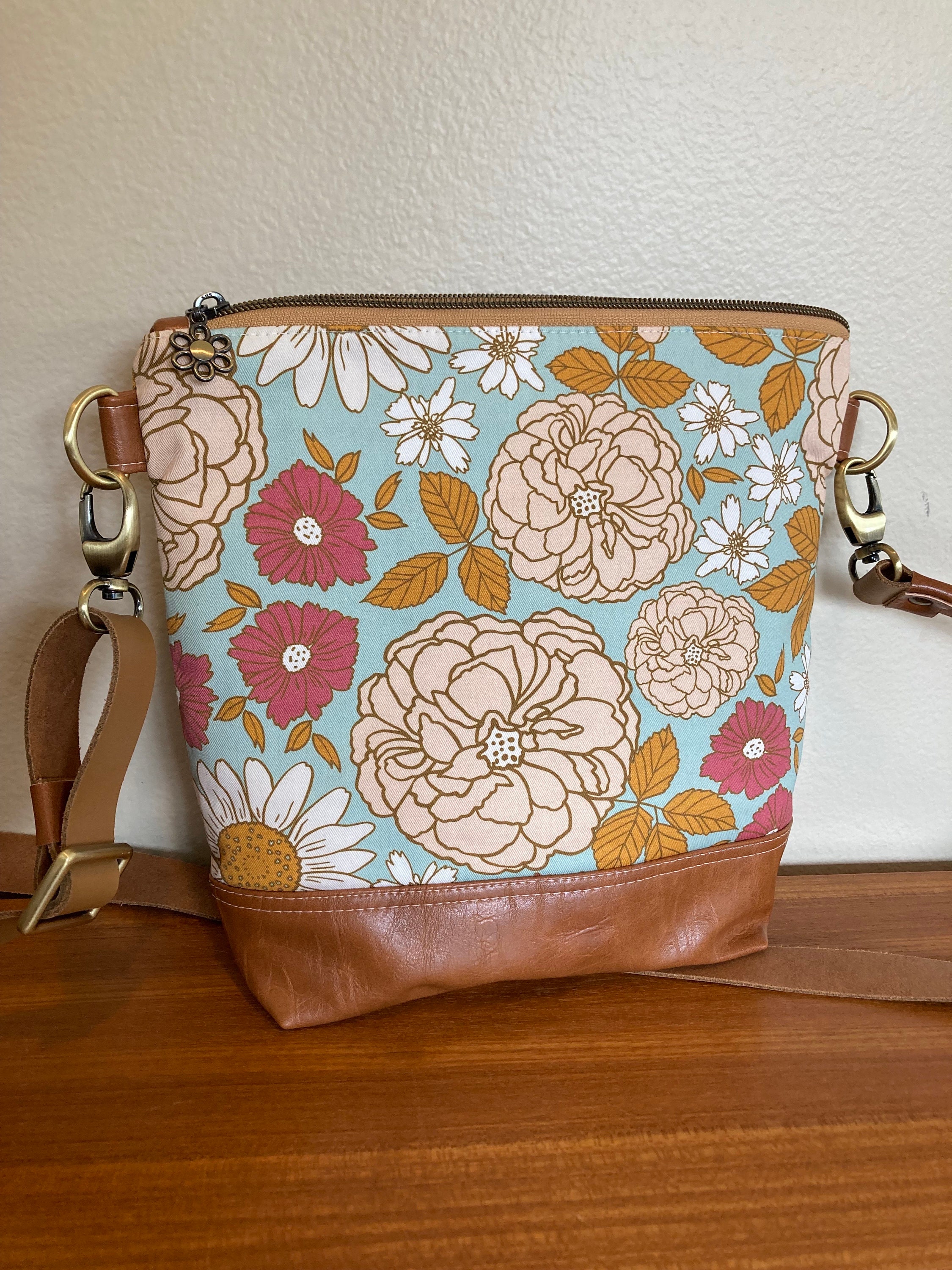 Waxed Canvas Crossbody Bag, Floral Crossbody Bag - Etsy