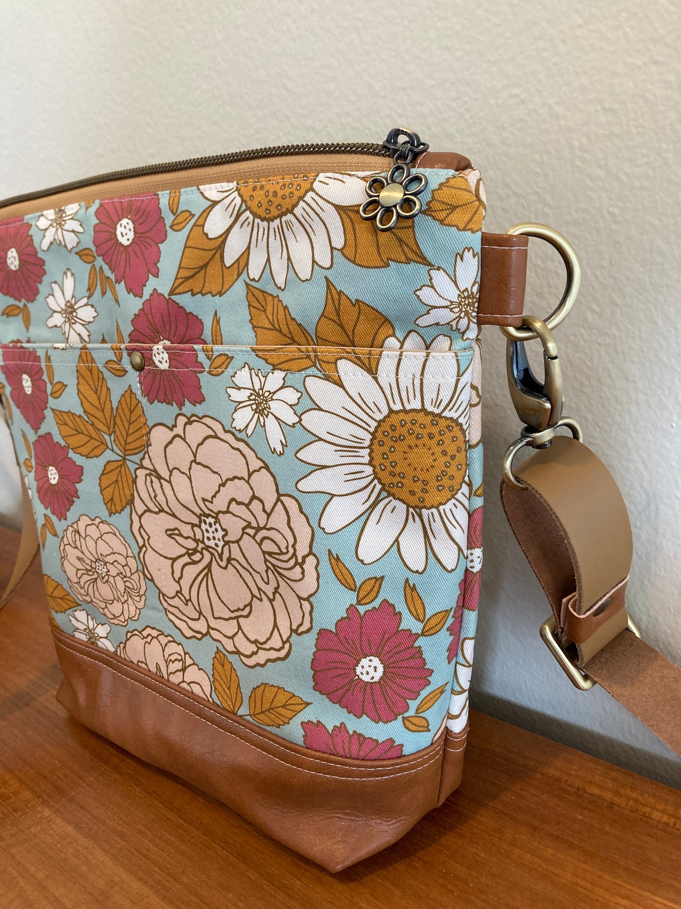 Waxed Canvas Crossbody Bag, Floral Crossbody Bag - Etsy