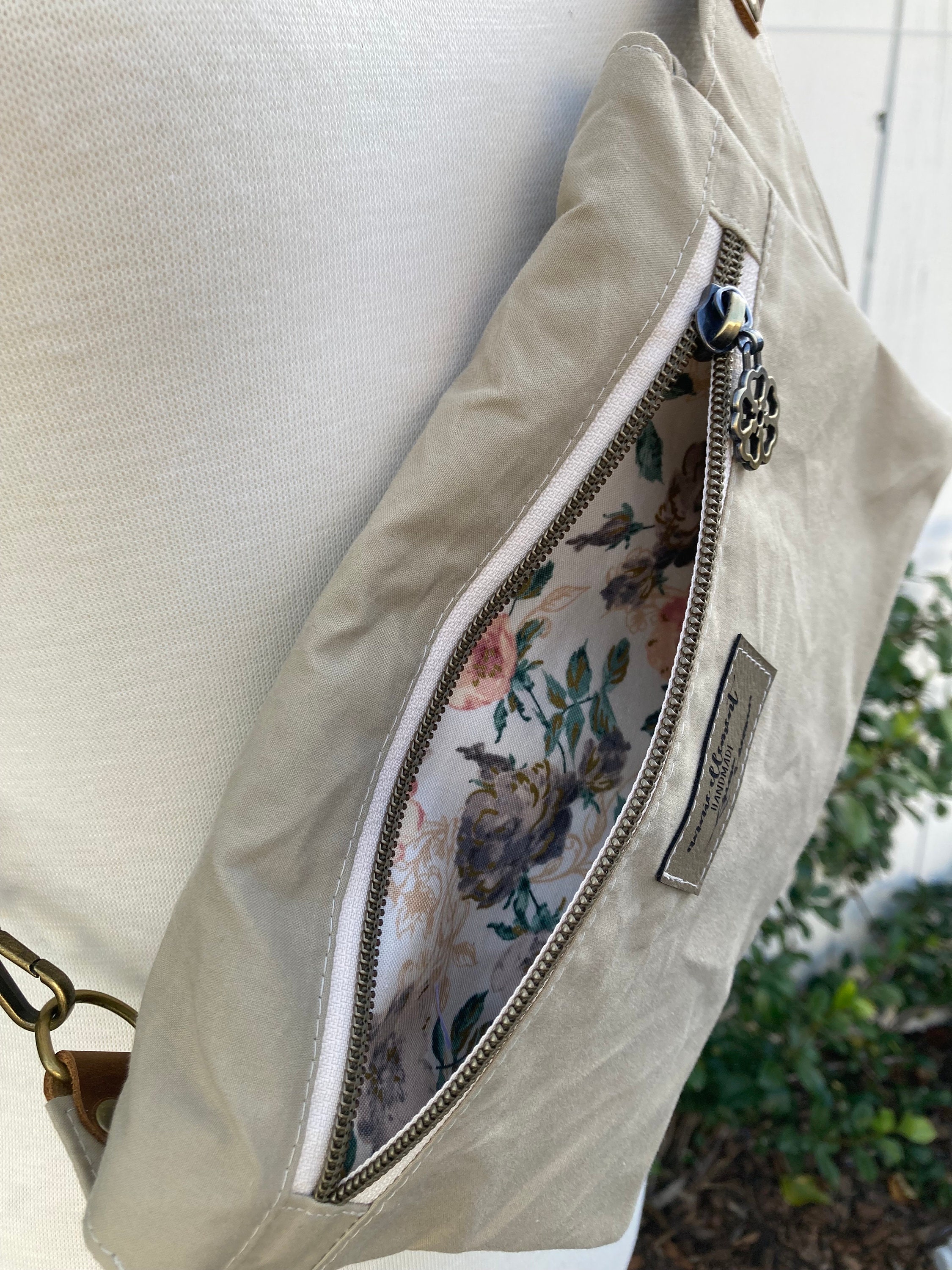 Sand-colored Haralson Belt Bag, Floral Belt Bag, Fannypack, Dry Waxed ...