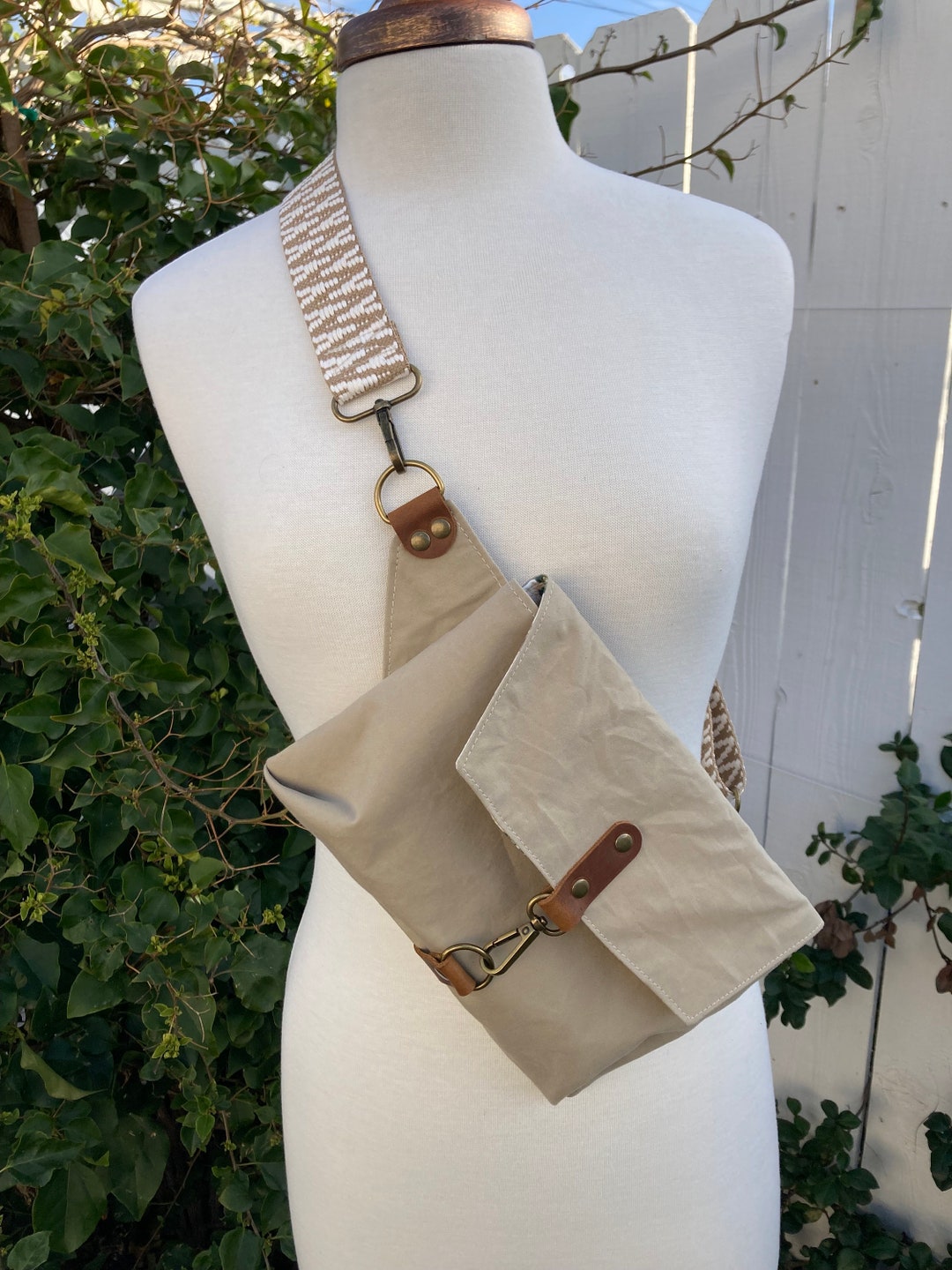 Sand-colored Haralson Belt Bag, Floral Belt Bag, Fannypack, Dry Waxed ...