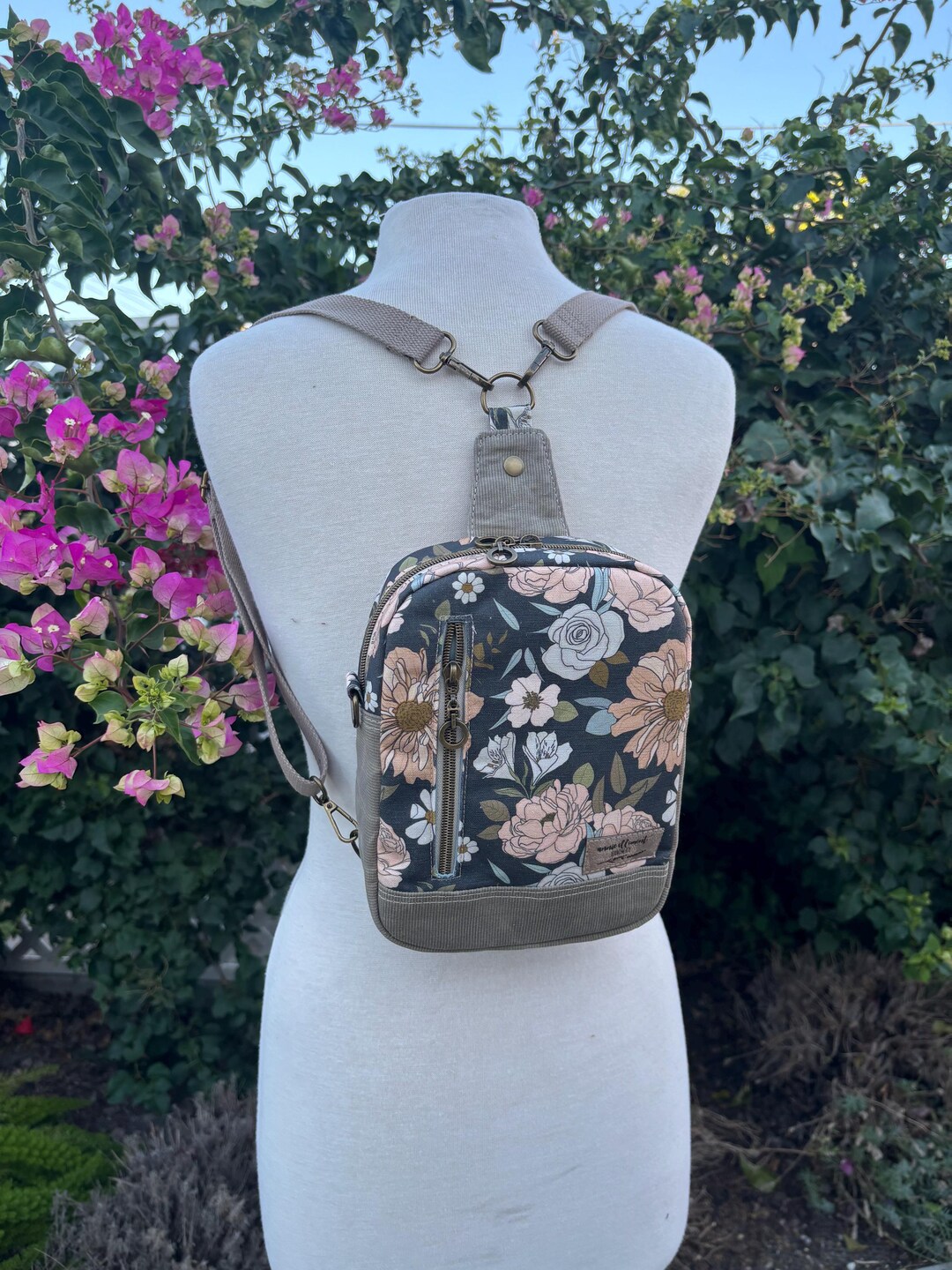 Floral Pebble Sling Bag, Convertible Bag, Three in One Bag, Mini ...