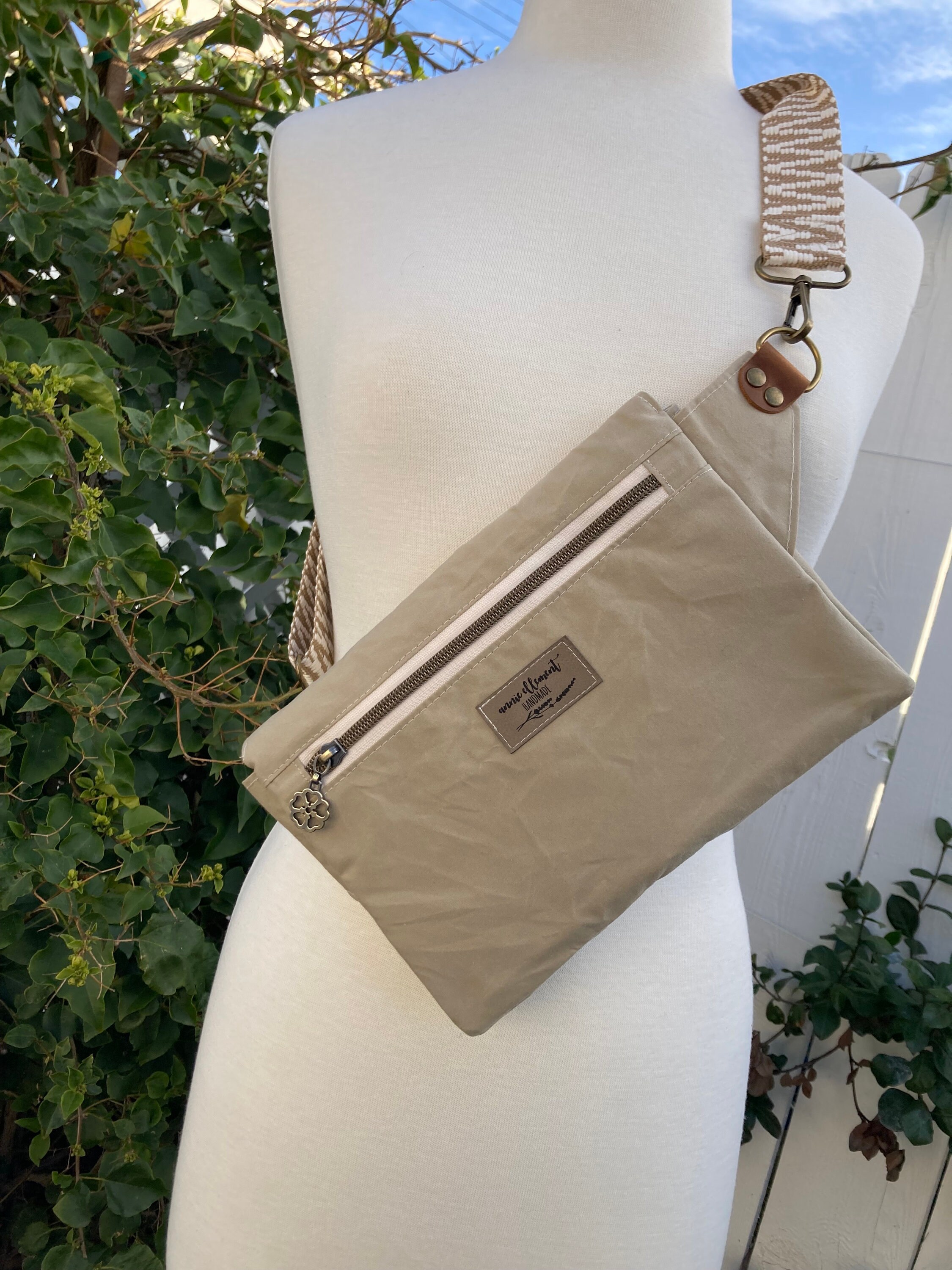 Sand-colored Haralson Belt Bag, Floral Belt Bag, Fannypack, Dry Waxed ...