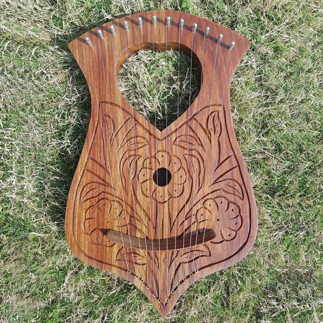 Handmade Lyre Harp Rosewood 12 Metal Strings Lyre Harp Rosewood 12 ...