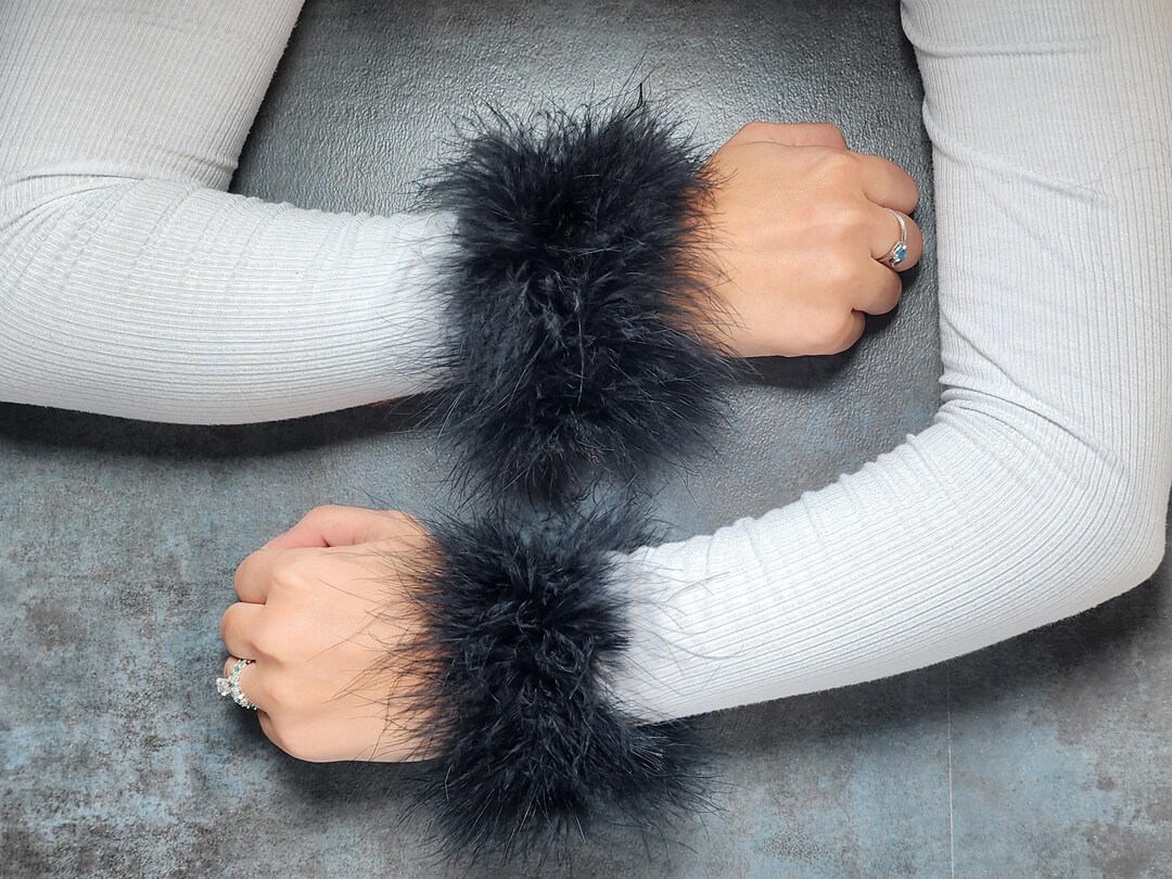 Feather Wristband 2023, Slap Bracelets, Fur Cuff, Colorful Fluffy ...