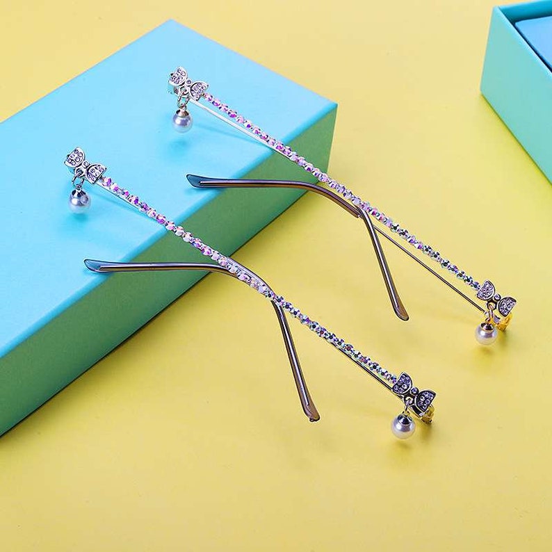 Straight Bedazzled Bar Glasses, Futuristic Face Jewelry, Fashionista ...