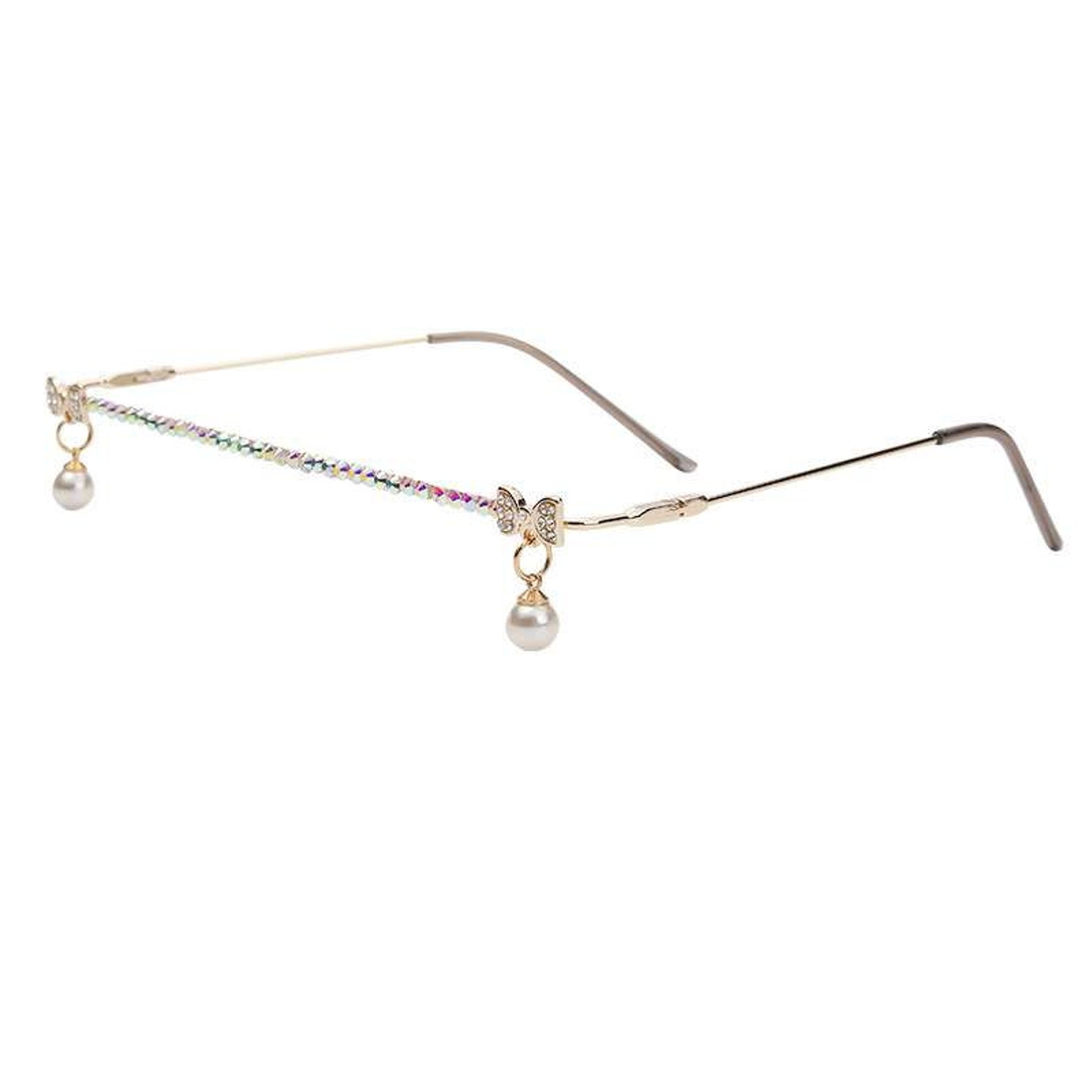 Straight Bedazzled Bar Glasses, Futuristic Face Jewelry, Fashionista ...