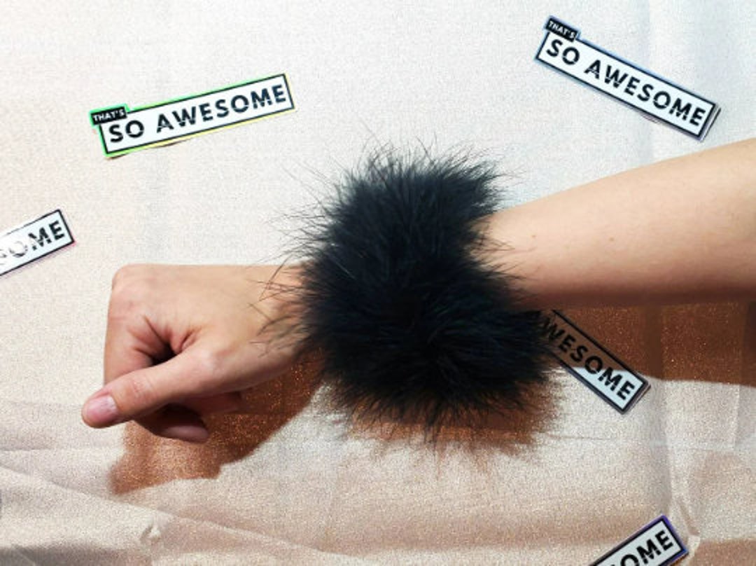 Feather Wristband 2023, Slap Bracelets, Fur Cuff, Colorful Fluffy Fashion - Etsy